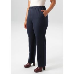 ANISTON PLUS Damen Jerseyhose, blau, Gr. 46, unifarben, Obermaterial: 65% Viskose, 30% Polyamid, 5% Elasthan, Hosen, in edler elastischer Qualit&auml;t