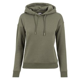 Kapuzenpullover Urban Classics "Urban Classics Damen Ladies Hoody", Damen, Gr. L, olive, 63% Baumwolle, 37% Polyester, unifarben, normal, ohne Ausschnitt, Pullover Kapuzenpullover