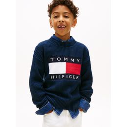 Tommy Hilfiger Jungen Strickpulloverschwarz night navy, Gr. 6, unifarben, Strick, Obermaterial: 60% Baumwolle, 40% Polyacryl, Pullover, Regular fit,