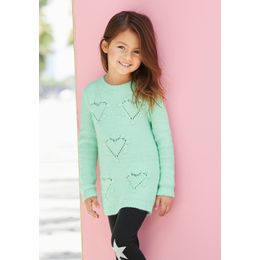 Kidsworld M&auml;dchen Strickpullover "Pulli f&uuml;r kleine M&auml;dchen", gr&uuml;n, Gr. 128, unifarben, Strick, Obermaterial: 90% Polyacryl, 10% Polyamid, Pullover,