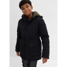 bonprix warm gef&uuml;tterter Winterparka wasserabweisend, schwarz, Gr.176/182, Warmer Winterparka mit wasserabweisender Funktion f&uuml;r Jungen, 98% Baumwolle