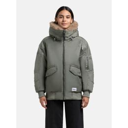 Khujo Damen Bomberjacke "Cela", gr&uuml;n, Gr. L, Obermaterial: 100% Nylon. Innenfutter: 100% Polyester. Kunstfell: 100% Polyester. Wattierung: 100%