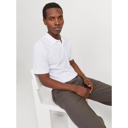 Jack & Jones JACK & JONES Herren Poloshirt "JJEAUSTIN POLO SS NOOS", wei&szlig;, Gr. XS, bestickt, unifarben, Jersey, Obermaterial: 58% Polyester, 40% Baumwolle, 2%