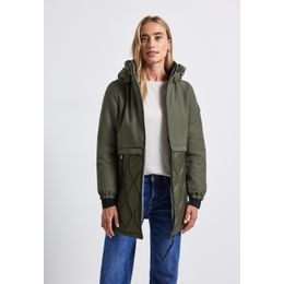Softshelljacke Street One, Damen, Gr. 46, gr&uuml;n (cypress gr&uuml;n), Web, Obermaterial: 73% Baumwolle, 27% Nylon. Obermaterial 2: 100% Nylon. Futter: 100% Polyester. F&uuml;llung: 100% Polyester, unifarben, normal normal, ohne Ausschnitt, B&uuml;ndchen, Jacken Softshelljacke, mit moderner Steppung