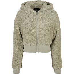 Urban Classics Damen Allwetterjacke "Urban Classics Damen Ladies Short Oversized Sherpa Jacket"softsalvia, Gr. XL, unifarben, 100% Polyester, Jacken
