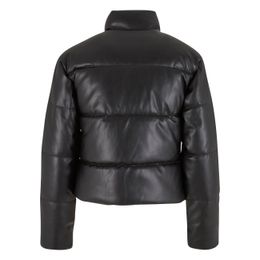 Urban Classics Damen Allwetterjacke "Urban Classics Ladies Synthetic Leather Puffer Jacket", schwarz, Gr. 4XL, unifarben, 100% Polyester, Jacken
