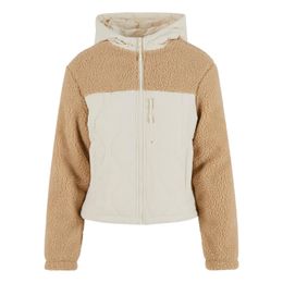 Urban Classics Damen Allwetterjacke "Urban Classics Ladies Sherpa Crinkle Nylon Mix Jacket"unionbeige, sandwei&szlig;, Gr. XS, unifarben, 100% Polyester,
