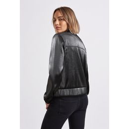 Damen Blouson, schwarz, Gr. 44, STREET ONE STUDIO, unifarben, Stoff, Obermaterial: 70% Viskose, 25% Polyester, 5% Elasthan. Futter: 100% Polyester,