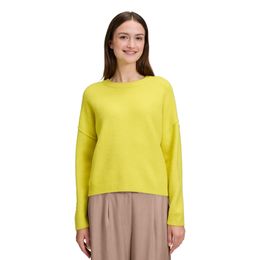 BETTY & CO Strickpullover BETTY & CO "Damen mit Rundhalsausschnitt", Damen, Gr. 44, neon gelb, Strick, Obermaterial: 60% Polyacryl, 31% Polyester, 6% Wolle, 3% Elasthan, oversize normal, Rundhals, Pullover Strickpullover
