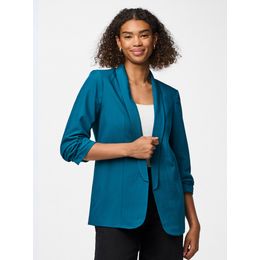 Pieces Damen Blusenblazer "PCBOSELLA 3/4 BLAZER NOOS", blau, Gr. S, unifarben, Web, Obermaterial: 79% Polyester, 16% Viskose, 5% Elasthan, Blazer,