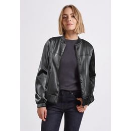Damen Blouson, schwarz, Gr. 44, STREET ONE STUDIO, unifarben, Stoff, Obermaterial: 70% Viskose, 25% Polyester, 5% Elasthan. Futter: 100% Polyester,