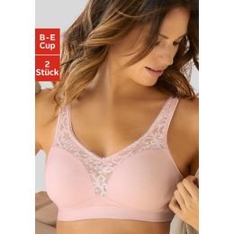 Petite Fleur Damen Entlastungs-BH, Gr. 80, wei&szlig;, Jersey, Obermaterial: 80% Baumwolle, 11% Polyamid, 9% Elasthan, BHs, ohne B&uuml;gel mit femininer Spitze