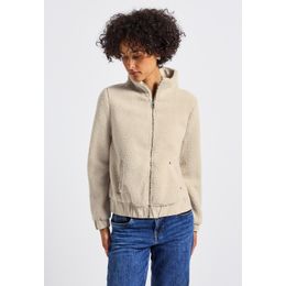 Street One Damen Fellimitatjacke, beige, Gr. 46, unifarben, Stoff, Obermaterial: 100% Polyester; Futter: 95% Polyester, 5% Elasthan, Jacken, aus