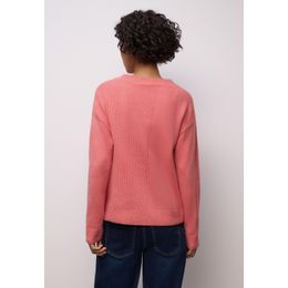 Street One Damen Pullunderstriking coral meliert, Gr. 46, unifarben, Web, 37% Baumwolle, 34% Polyacryl, 26% Polyester, 3% Elasthan, Pullover, aus