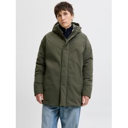 Jack & Jones Parka JACK & JONES "JJEWOOD PARKA SN", Herren, Gr. XL, forest night, Web, Obermaterial: 100% Polyester, unifarben, regular fit, Jacken Parka
