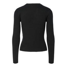 Pieces Damen Rundhalspullover "PCMIRA NEW LS O-NECK KNIT NOOS BC", schwarz, Gr. M, unifarben, Strick, Obermaterial: 50% Viskose, 28% Polyester, 22%