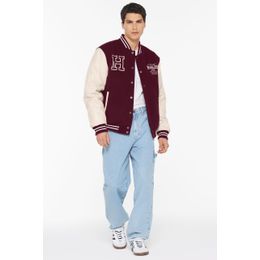 Harlem Soul Herren Collegejacke, rot, Gr. M, bestickt, Web, Material Oberstoff: 90% Polyester, 10% Viskose, Material &Auml;rmel: 100% Polyurethan, Futter