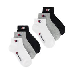Champion M&auml;dchen Kurzsocken "6 Pack Quarter Socks", Gr. 27oxgm, oxgm, wht, wht, nbk, nbk, ns, Baumwollmischung, unifarben, Socken, f&uuml;r sportive