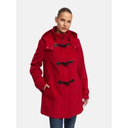 Manisa Damen Dufflecoat, rot, Gr. 54, unifarben, Web, Obermaterial: 50% Wolle, 50% Polyester. Futter: 100% Polyester, M&auml;ntel, mit abnehmbarer Kapuze