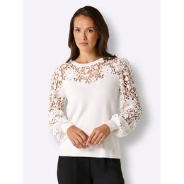 Damen Strickpullover "Lyocell-Viskose-Pullover", wei&szlig;, Gr. 42, CREATION L PREMIUM, unifarben, 42% Viskose, 30% Lyocell, 28% Polyester, Spitze:100%