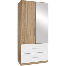 Kleiderschrank Rauch "Dreht&uuml;renschrank Schrank Garderobe W&auml;scheschrank Schlafzimmer ALVOR", wei&szlig; (struktureichefarben hell, wei&szlig;), B:91cm H:197cm T:54cm, Holzwerkstoff, Schr&auml;nke, Kleiderschrank Dreht&uuml;renschrank
