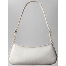 Schultertasche Calvin Klein "EMBLEM AOP SMALL SHOULDER BAG", Damen, Gr. B/H/T: 27cm x 13cm x 5cm, creme, Lederimitat, Textil, bedruckt, Taschen Schultertasche, Damen Umh&auml;ngetasche, Tragetasche Handtasche mit CK-Logodruck