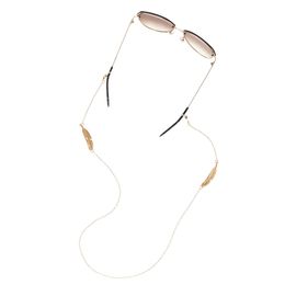 Brillenkette Lascana "Zartes Brillenband mit Federornament", Damen, gold (goldfarben), Trageb&auml;nder, Perfekt zu Brille oder Sonnenbrille oder als Maskenkette