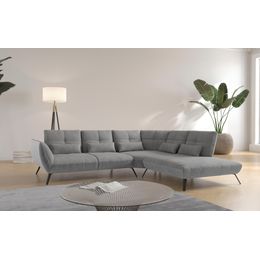 Ecksofa OTTO HOME "Mikado L-Form", silber (silberfarben), B:297cm H:88cm T:245cm, 100% Polyester, Sofas, Ecksofa, inkl. Sitztiefenverstellung und Armteilverstellung