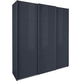 Schwebet&uuml;renschrank Rauch "Kleiderschrank Schrank Garderobe TOPSELLER OTELI inkl. Inneneinteilung", grau (graumetallic, hochglanz effektgrau), B:203cm H:229cm T:62cm, Holzwerkstoff, Schr&auml;nke, Schwebet&uuml;renschrank, mit 3 Innenschubladen sowie zus&auml;tzlichen Einlegeb&ouml;den MADE IN GERMANY, Topseller