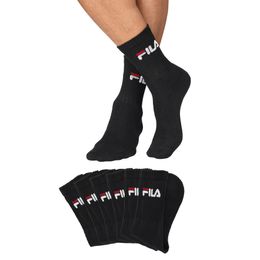Tennissocken Fila "UNISEX CREW TENNIS FULL TERRY SOCKS", Damen, Gr. 39-42, schwarz (6x schwarz), Baumwollmischung, uni, elastisch, Socken Tennissocken, Sportsocken, flache Zehennaht