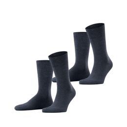 Socken Esprit "Basic Easy", Damen, Gr. 39-42, blau (navy meliert), Baumwollmischung, unifarben, normal, Socken Socken, breiter Komfortbund, Doppelpack atmungsaktiv