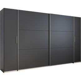 Kleiderschrank Rauch "Kleiderschrank Dreht&uuml;renschrank Schrank Garderobe KRONACH TOPSELLER", grau (graumetallic, griffleisten alu), B:354cm H:210cm T:59cm, Holzwerkstoff, Schr&auml;nke, Kleiderschrank, mit Dreh- und Schwebet&uuml;ren und vielen Einlegeb&ouml;den MADE IN GERMANY