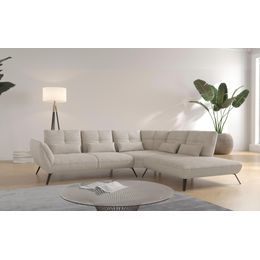 Ecksofa OTTO HOME "Mikado L-Form", beige (creme), B:297cm H:88cm T:245cm, 100% Polyester, Sofas, Ecksofa, inkl. Sitztiefenverstellung und Armteilverstellung