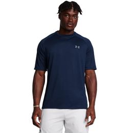 Trainingsshirt Under Armour "UA TECH 2.0 SS TEE", Herren, Gr. M, blau, Jersey, Obermaterial: 100% Polyester, normal, Rundhals, Raglan&auml;rmel abgesteppt, Shirts, optimierte Passform, schnell trocknend, atmungsaktiv