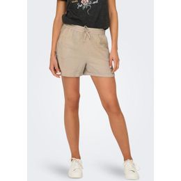 Shorts Only "ONLTHYRA SHORTS NOOS WVN", Damen, Gr. M (38), N-Gr, braun (oxford tan), Web, Obermaterial: 100% Baumwolle, unifarben, regular fit kurz, Hosen Shorts, Baumwolle, regular fit