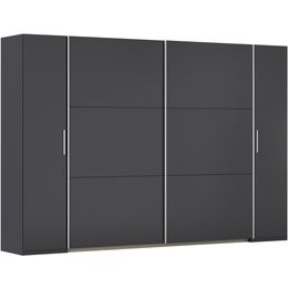 Kleiderschrank Rauch "Kleiderschrank Dreht&uuml;renschrank Schrank Garderobe KRONACH TOPSELLER", grau (graumetallic, griffleisten alu), B:311cm H:210cm T:59cm, Holzwerkstoff, Schr&auml;nke, Kleiderschrank, mit Dreh- und Schwebet&uuml;ren und vielen Einlegeb&ouml;den MADE IN GERMANY