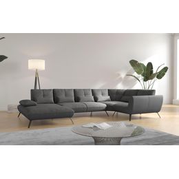 Wohnlandschaft OTTO HOME "Mikado U-Form", grau, B:376cm H:88cm T:226cm, 100% Polyester, Sofas, Wohnlandschaft, inkl. Sitztiefenverstellung und Armteilverstellung