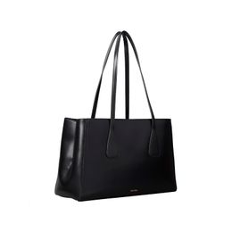 Tragetasche Calvin Klein "CK MEDIUM WORK TOTE", Damen, Gr. B/H/T: 36cm x 24cm x 15cm, schwarz, antique light gold, Lederimitat, Polyester, unifarben, Taschen, Umh&auml;ngetasche, Schultertasche mit Rei&szlig;verschluss-Innenfach