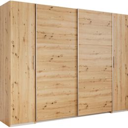 Kleiderschrank Rauch "Kleiderschrank Dreht&uuml;renschrank Schrank Garderobe KRONACH TOPSELLER", braun (eiche artisan, griffleisten alu), B:268cm H:210cm T:59cm, Holzwerkstoff, Schr&auml;nke, Kleiderschrank, mit Dreh- und Schwebet&uuml;ren und vielen Einlegeb&ouml;den MADE IN GERMANY