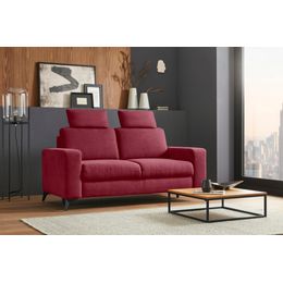 2-Sitzer Home Affaire "Lolland", rot (bordeaux), B:173cm H:88cm T:88cm, Struktur impr&auml;gniert - feucht abwischbar (100% Polyester);Struktur Flausch (90% Polyester, 10% Polyamid);Luxus-Microfaser ALTARA NUBUCK (100% Polyester), Sofas, mit Federkern, auch mit abwischbarem Bezug