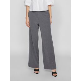 Anzughose Vila "VIVARONE HW WIDE PANT - NOOS", Damen, Gr. 44, N-Gr, grau (medium grau melange), Milano Rib, Obermaterial: 66% Polyester, 28% Viskose, 6% Elasthan, meliert, relaxed fit kn&ouml;chellang, Hosen Anzughose