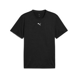 Trainingsshirt Puma "M TAD ESSENTIALS HEATHER CAT TEE (CF SMALL CAT)", Herren, Gr. XL, schwarz (Puma schwarz heather), Jersey, Obermaterial: 100% Polyester, regular fit normal, Rundhals, Shirts, regul&auml;re Passform, atmungsaktiv, schnell trocknend