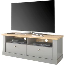 Lowboard Home Affaire "CHAMBORD", grau (lichtgrau), B:132cm H:48cm T:44cm, Sideboards, Lowboard, Breite ca. 132 cm