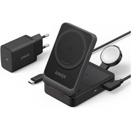 Anker Wireless Charger "MagGo Wireless Charging Station (Foldable 3-in-1)", schwarz, B:8,9cm H:6cm T:2,5cm, Ladeger&auml;te