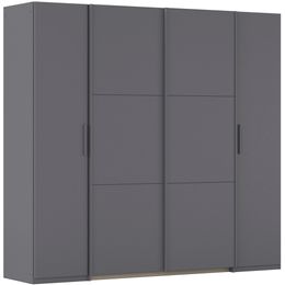 Kleiderschrank Rauch "Kleiderschrank Dreht&uuml;renschrank Schrank Garderobe KRONACH TOPSELLER", grau (graumetallic, griffleisten graumetallic), B:225cm H:210cm T:59cm, Holzwerkstoff, Schr&auml;nke, Kleiderschrank, mit Dreh- und Schwebet&uuml;ren und vielen Einlegeb&ouml;den MADE IN GERMANY