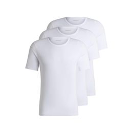 T-Shirt BOSS "Rundhals BOSS ONE", Herren, Gr. L (52), wei&szlig; (wei&szlig;100), Jersey, Obermaterial: 100% Baumwolle, unifarben, Basic, Rundhals, eingesetzt normaler Saum, Shirts T-Shirt, mit dezentem BOSS Logo-Print