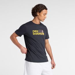 Trainingsshirt New Balance "Heathertech Graphic T-Shirt 2 BLACK", Herren, Gr. XL, schwarz (schwarz (001)), Obermaterial: 65% Polyester, 35% Baumwolle, Shirts, f&uuml;r sportliche Aktivit&auml;ten, sportlicher Stil, atmungsaktiv