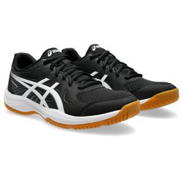 Hallenschuh asics "UPCOURT 6", Herren, Gr. 46,5, schwarz-wei&szlig; (schwarz, wei&szlig;), Synthetik, Textil, Schuhe Hallenschuh, besonders geeignet f&uuml;r Handball und Volleyball