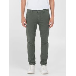 Chinohose Replay "ZEUMAR", Herren, Gr. 32, L&auml;nge 30, gr&uuml;n (military gr&uuml;n), Web, Obermaterial: 91% Baumwolle, 6% Elastomultiester, 3% Elasthan, unifarben, slim fit normal, Hosen Chinohose, Slim Fit