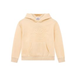 Hoodie Zwillingsherz ""Happiness Vibes"", Jungen, Gr. 110/116, beige, Sweatware, Obermaterial: 80% Polyester, 20% Baumwolle, Sweatshirts Hoodie, Mini-Me,mit Stickerei und positiver Botschaft